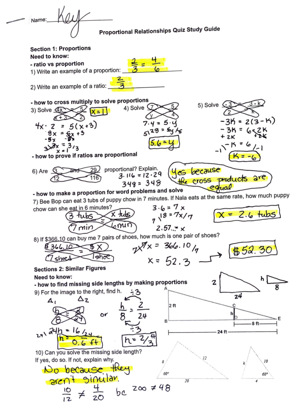Proportional Study Guide Answers - Proportional Relationships Quiz ...