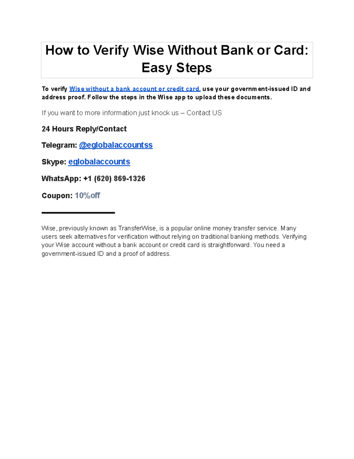 How to verify Wise without bank account or credit card - How to Verify ...