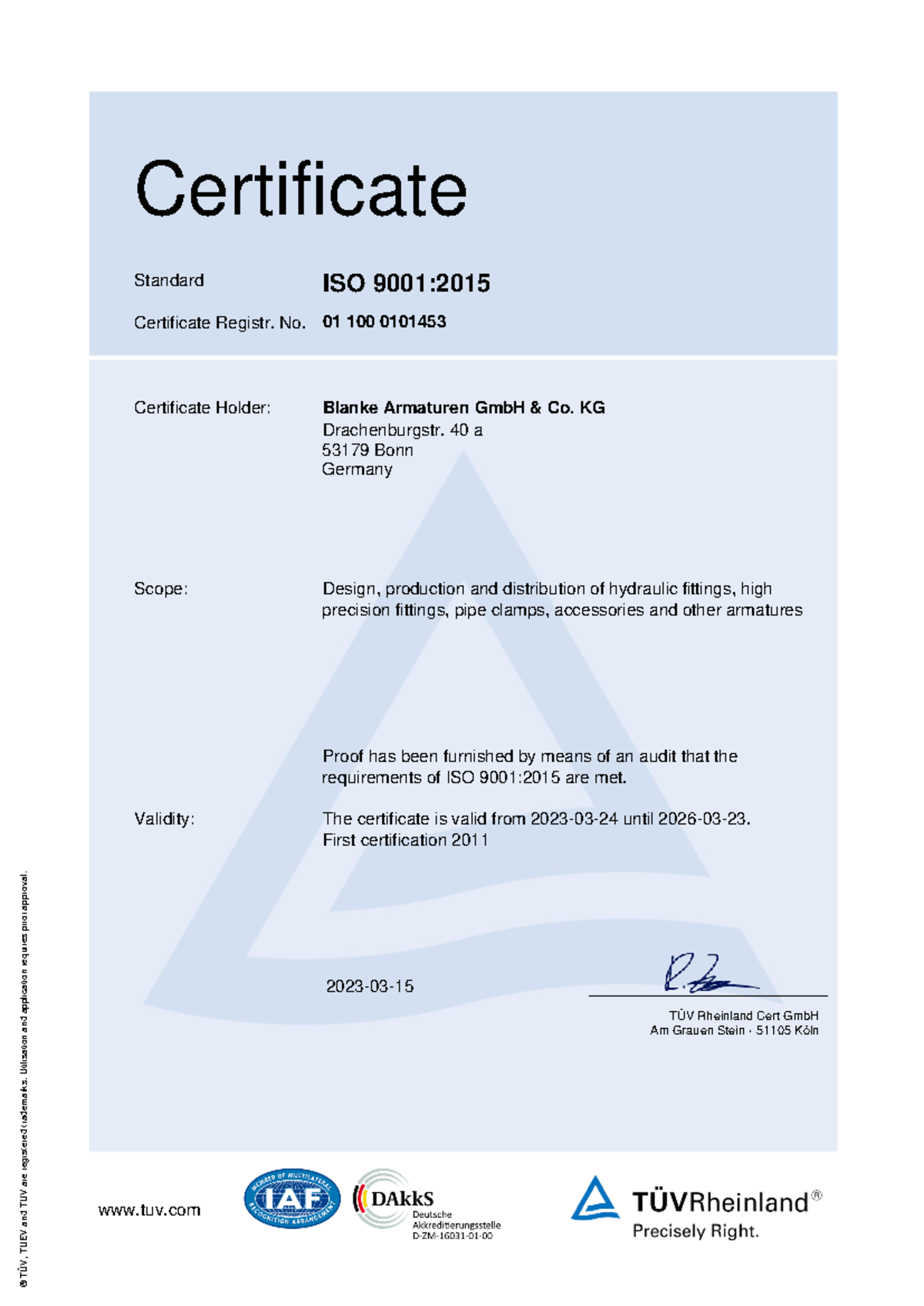 Certificado Blago 9001 Main EN.V.23 - Certificate Standard ISO 9001 ...