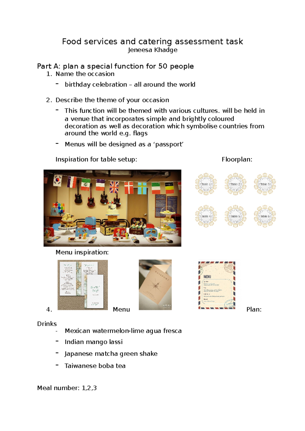 Foodtech term 4 assessment task - Food services and catering assessment ...