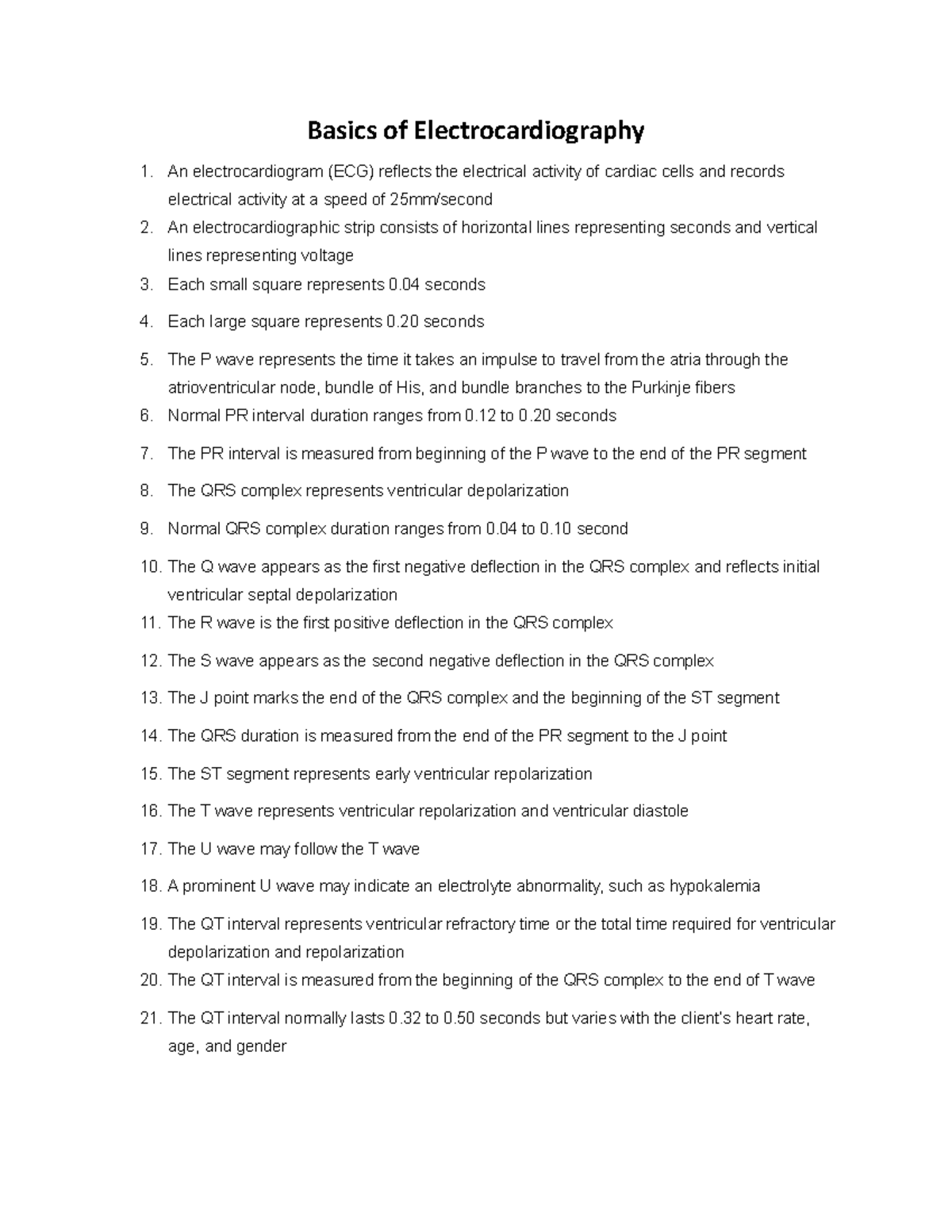 Basics of Electrocardiography Lecture Notes - Basics of ...