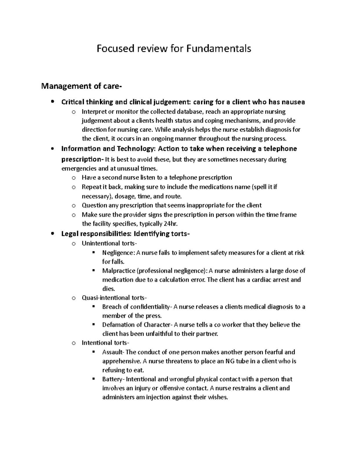 Fundamentals focused review - Focused review for Fundamentals ...