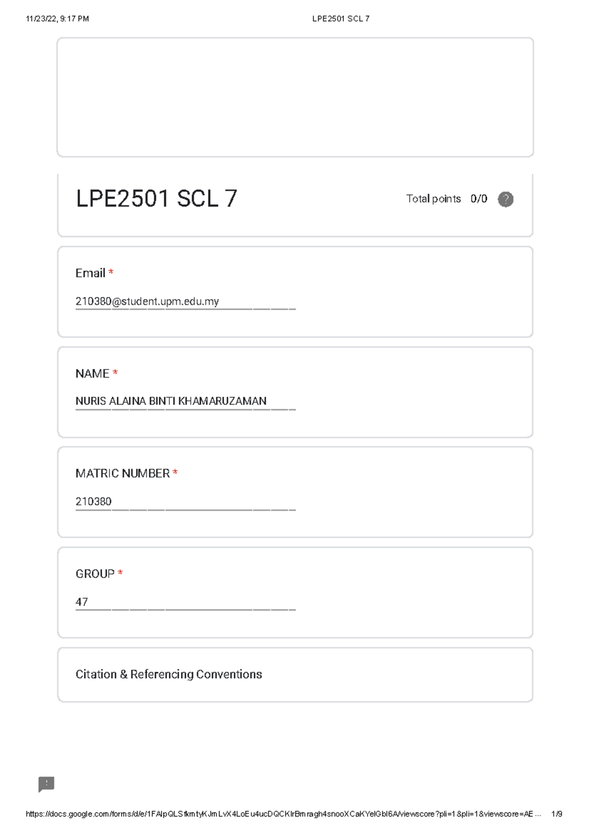 SCL 7-210380 - use the material properly - Email * 210380@student.upm ...