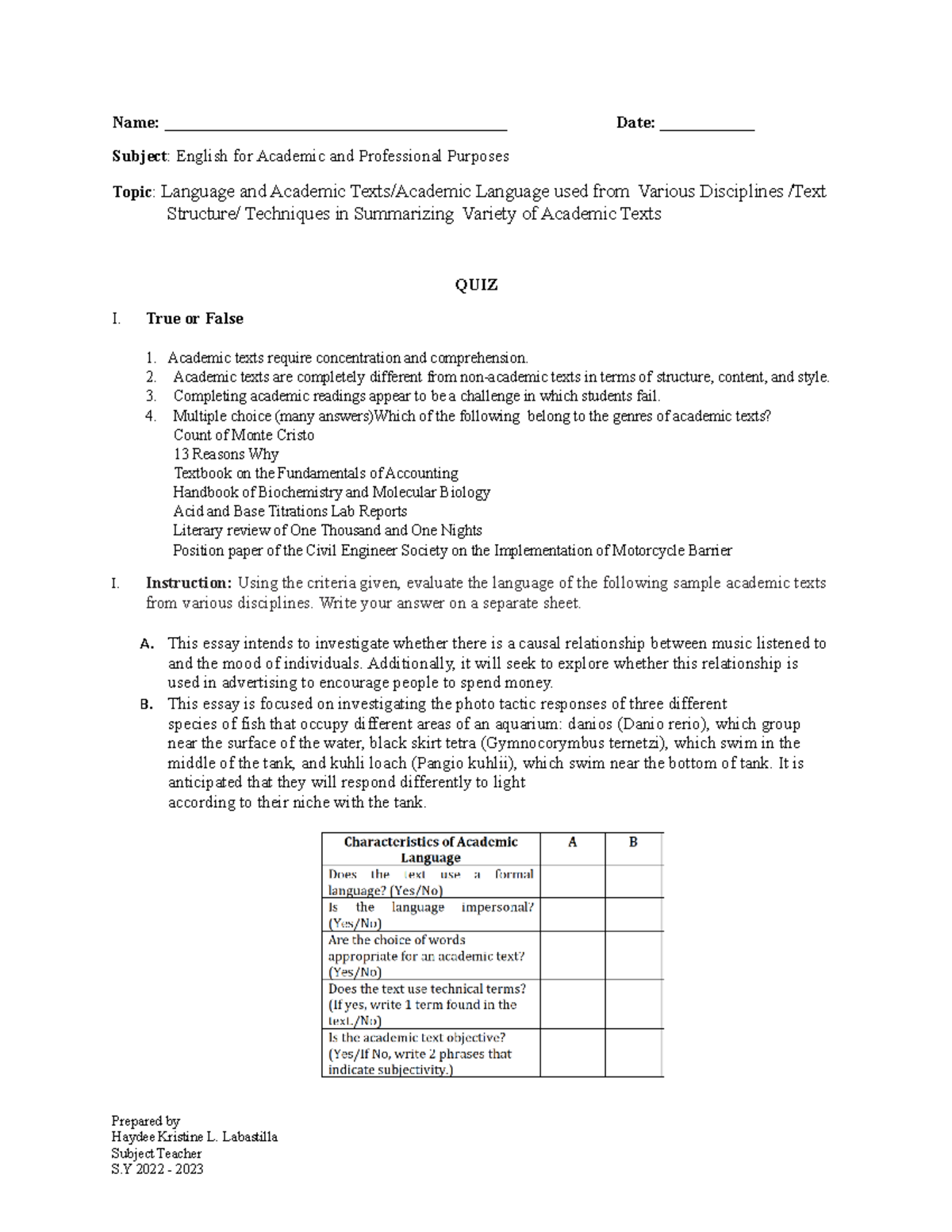 Long quiz - n/a - Name: ________________________________________ Date ...