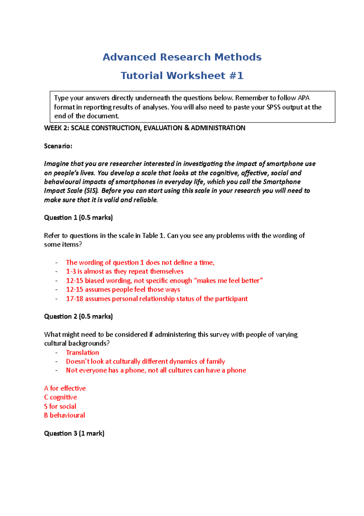 Advanced research methodsno - Advanced Research Methods Tutorial ...