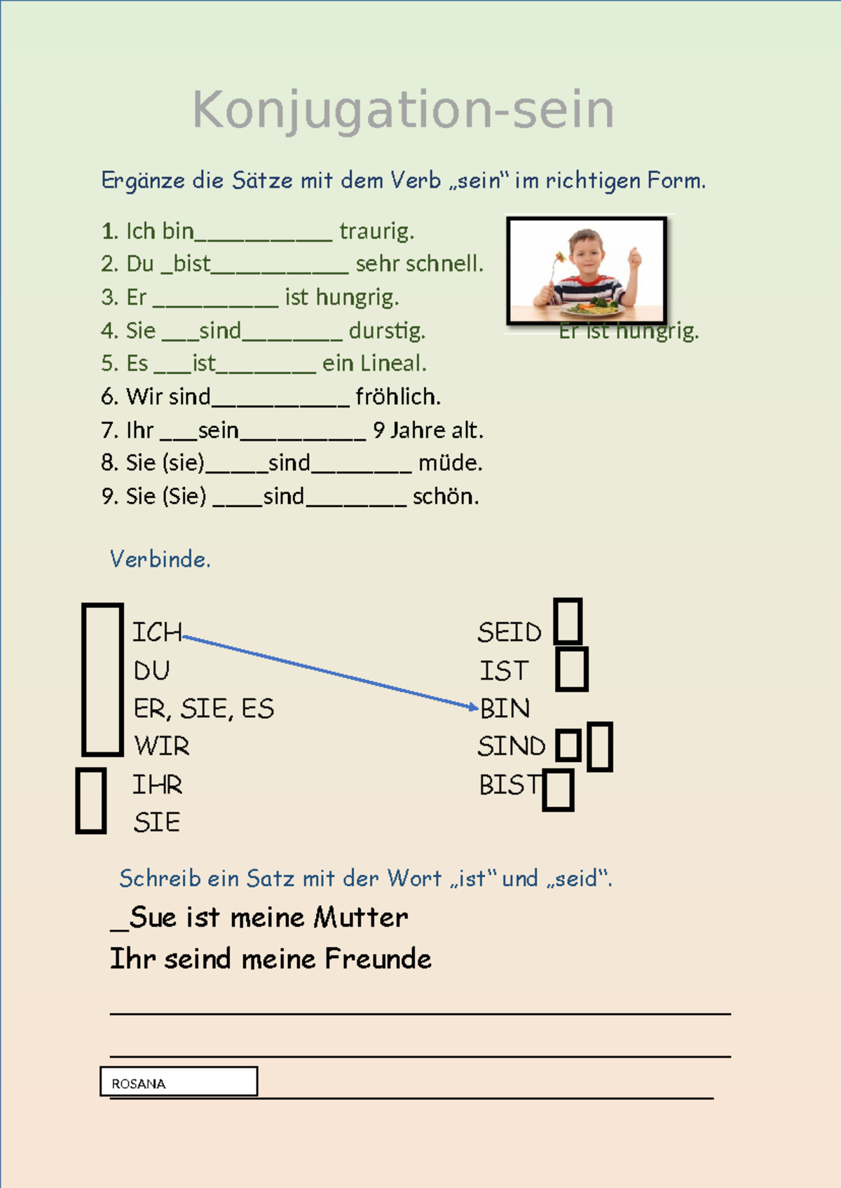 SEIN Konjugation - ,,jdjdjjjfjdjdjdjjd - Konjugation-sein Ergänze die ...