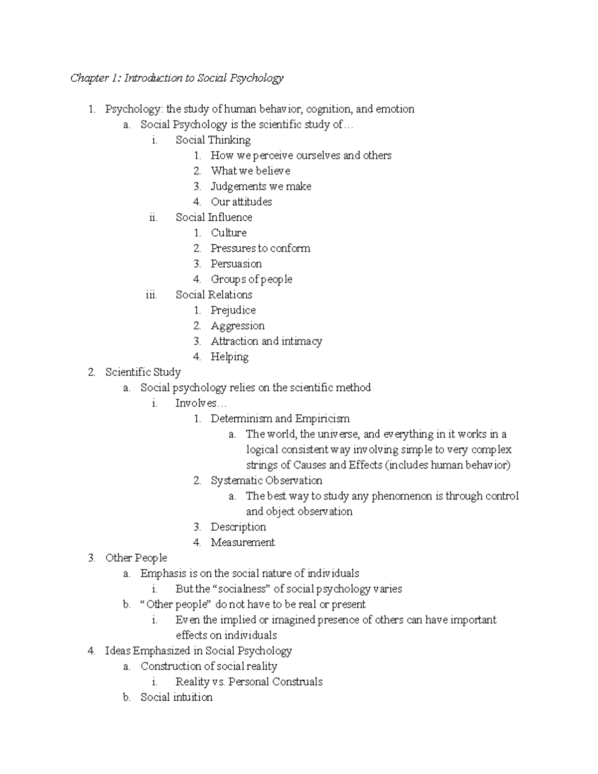 Ch.1 Introduction to Social Psychology - Chapter 1: Introduction to ...