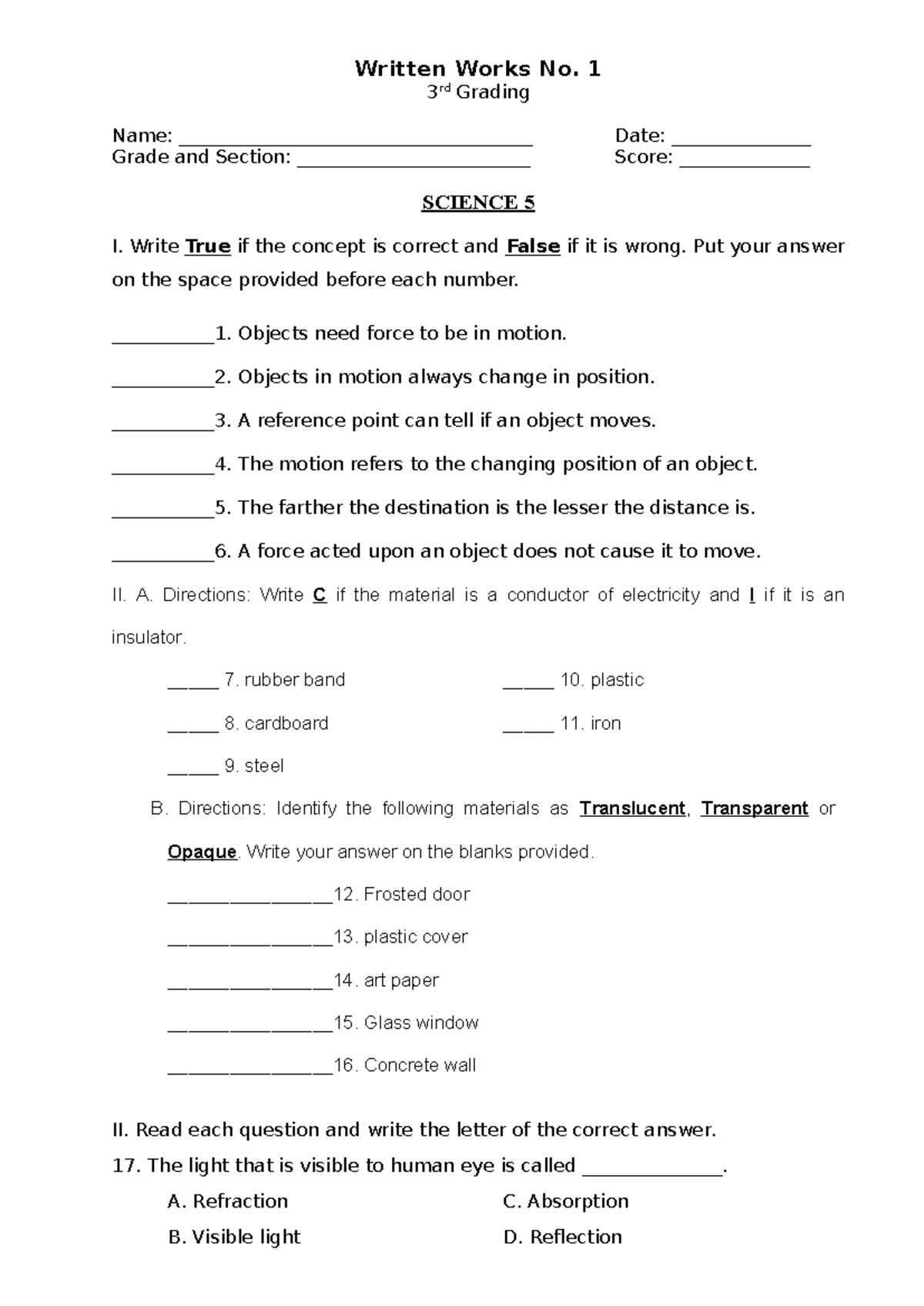 Written-Works-No - Written Works 2 quarter 2 - Written Works No. 1 3 rd ...