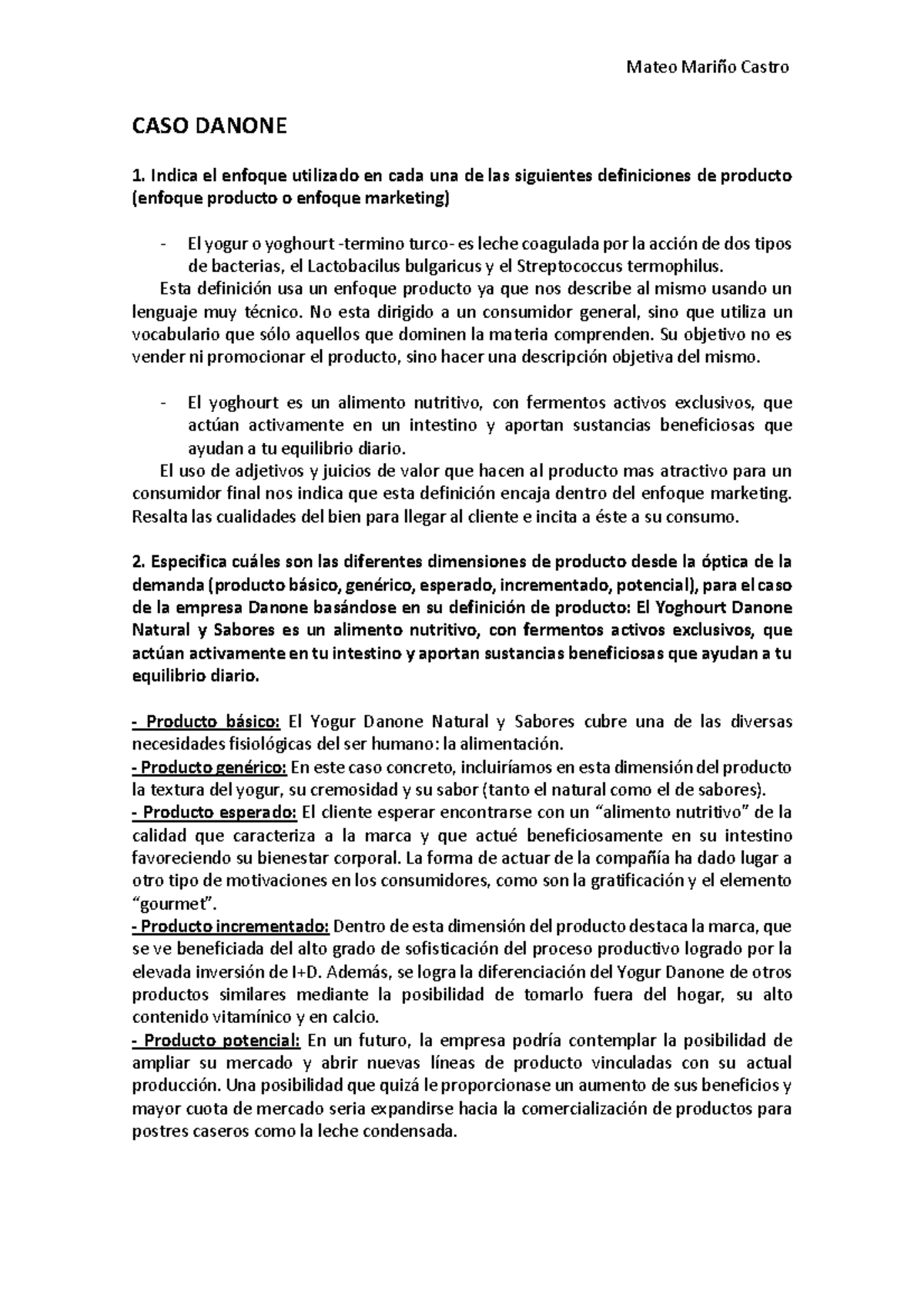 CASO Danone - Caso práctico - Warning: TT: undefined function: 32 Mateo Mariño Castro CASO ...