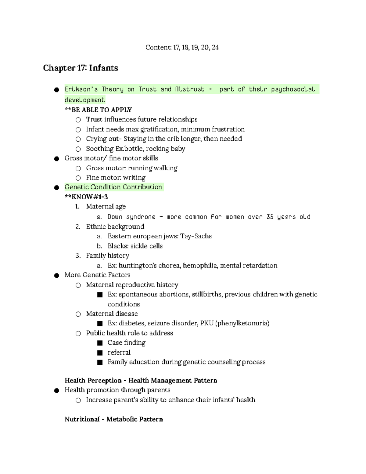 PBH 220 - Final Exam Review - Content: 17, 18, 19, 20, 24 Chapter 17 ...
