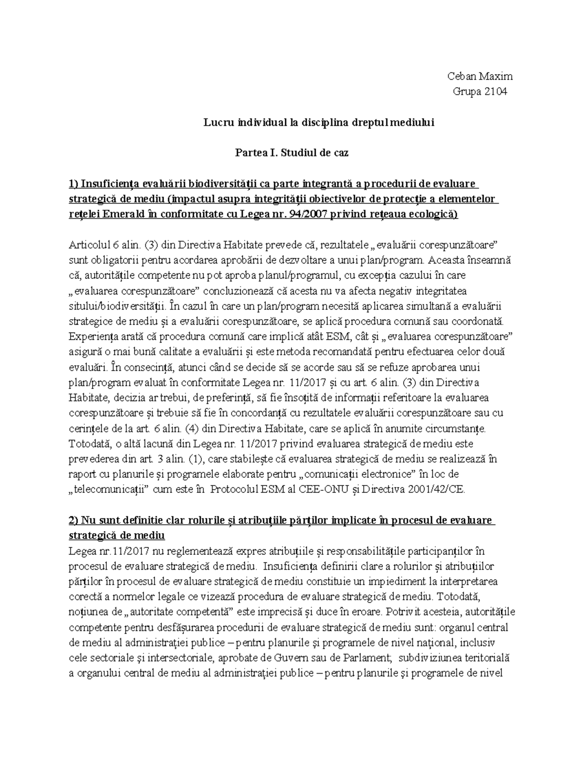 Li. Dreptul Mediului 2 - 3r3y3 - Ceban Maxim Grupa 2104 Lucru ...