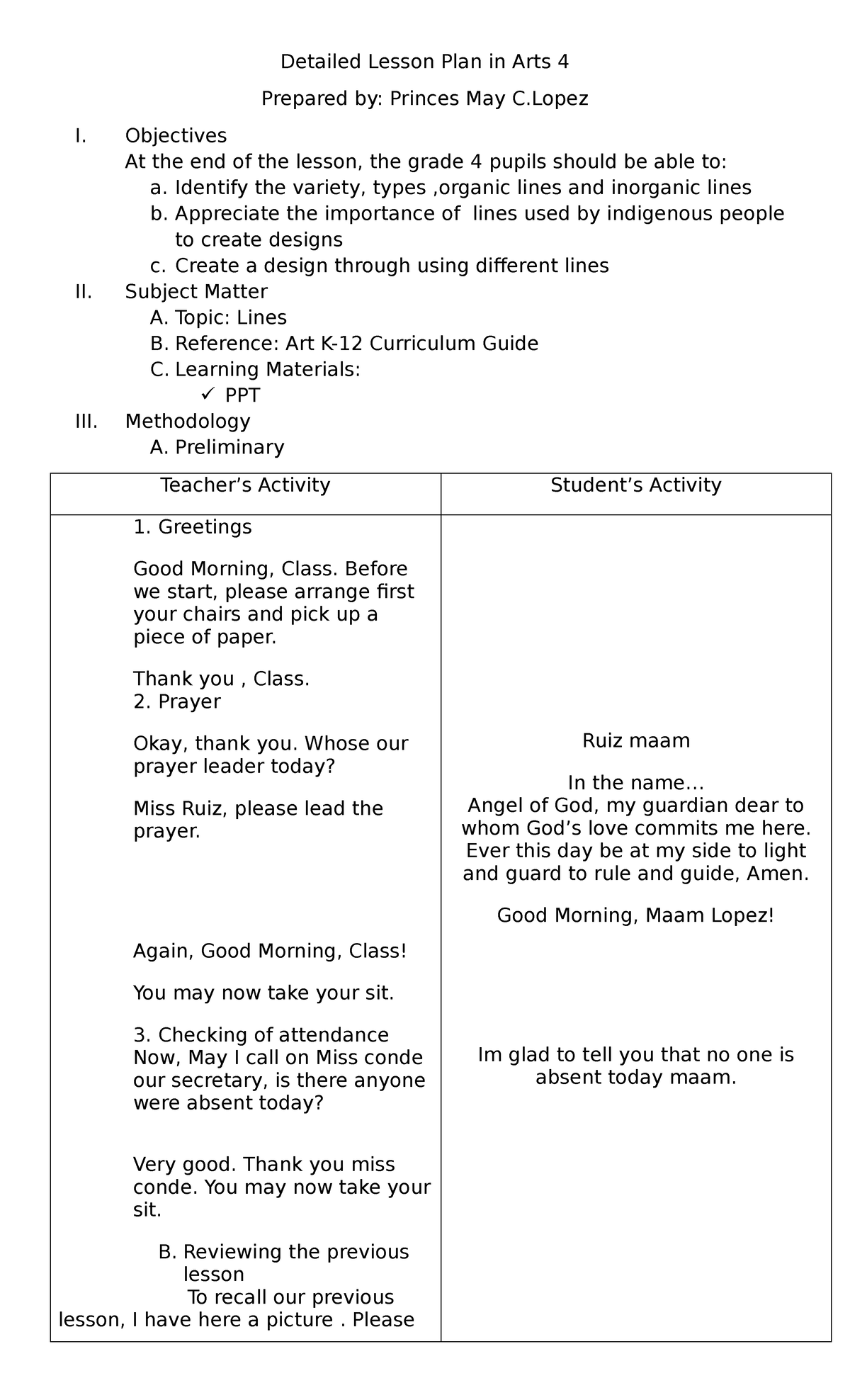 Lesson plan natin tu - Detailed Lesson Plan in Arts 4 Prepared by ...