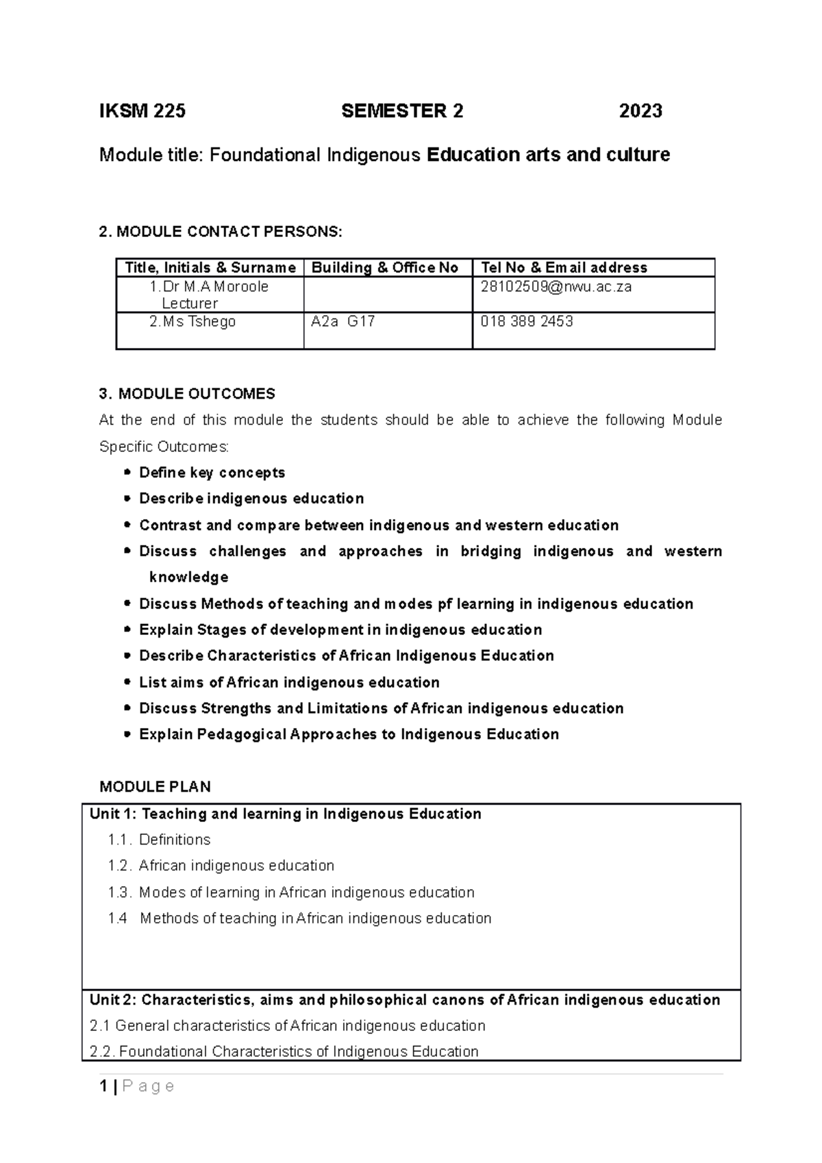 IKSM 225 Semester 2 2023 - IKSM 225 SEMESTER 2 2023 Module title ...