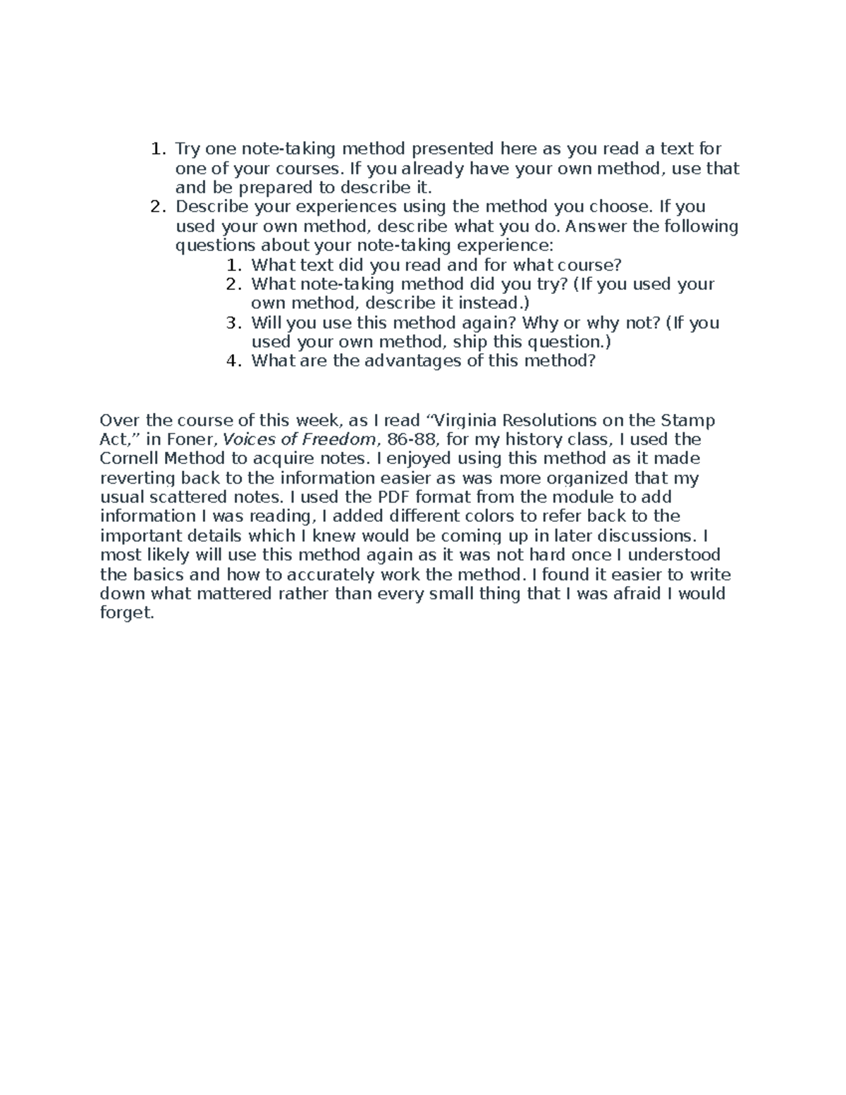 Note taking - Try one note-taking method presented here as you read a ...