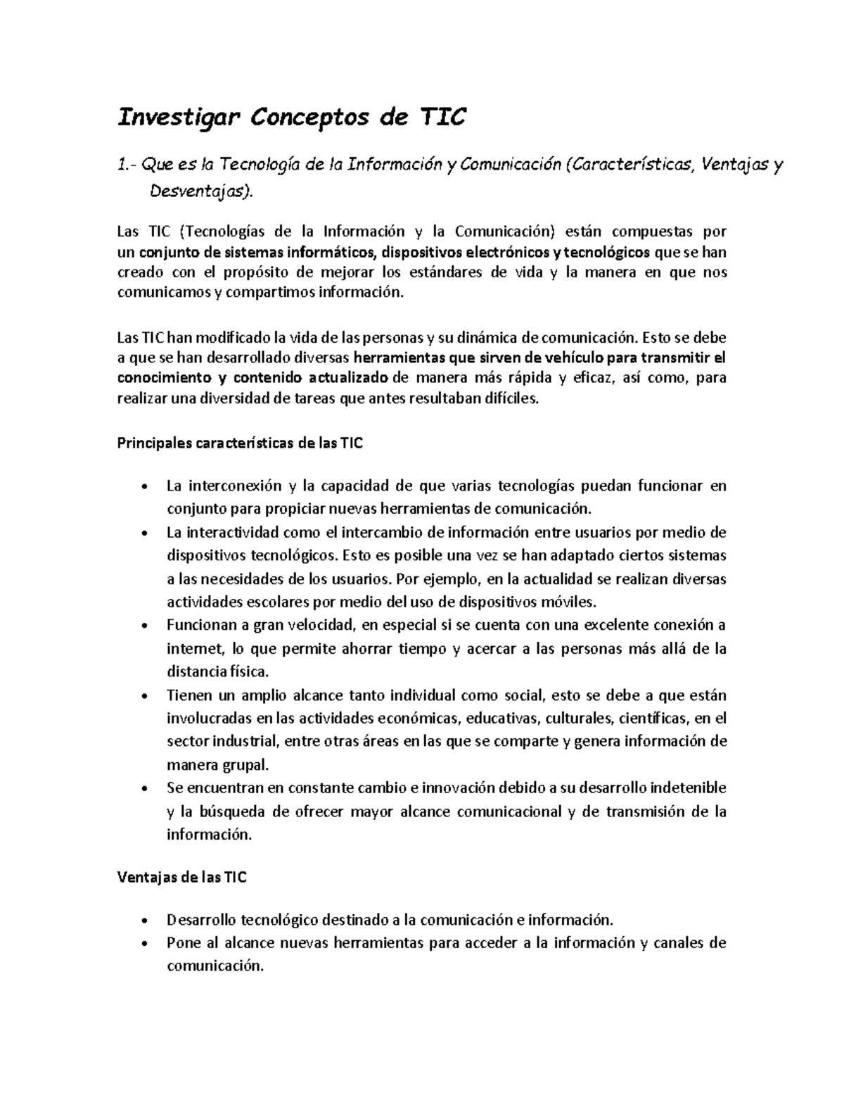 Investigar Conceptos de TIC 2 yesica - Investigar Conceptos de TIC 1.- Que es la Tecnología de ...