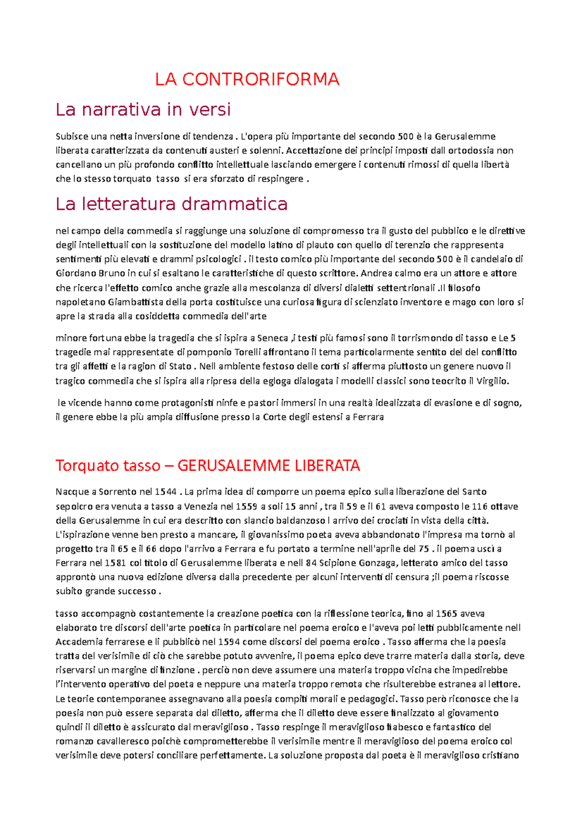 Barocco PDF , letteratura italiana 2021 - Letteratura Italiana ...