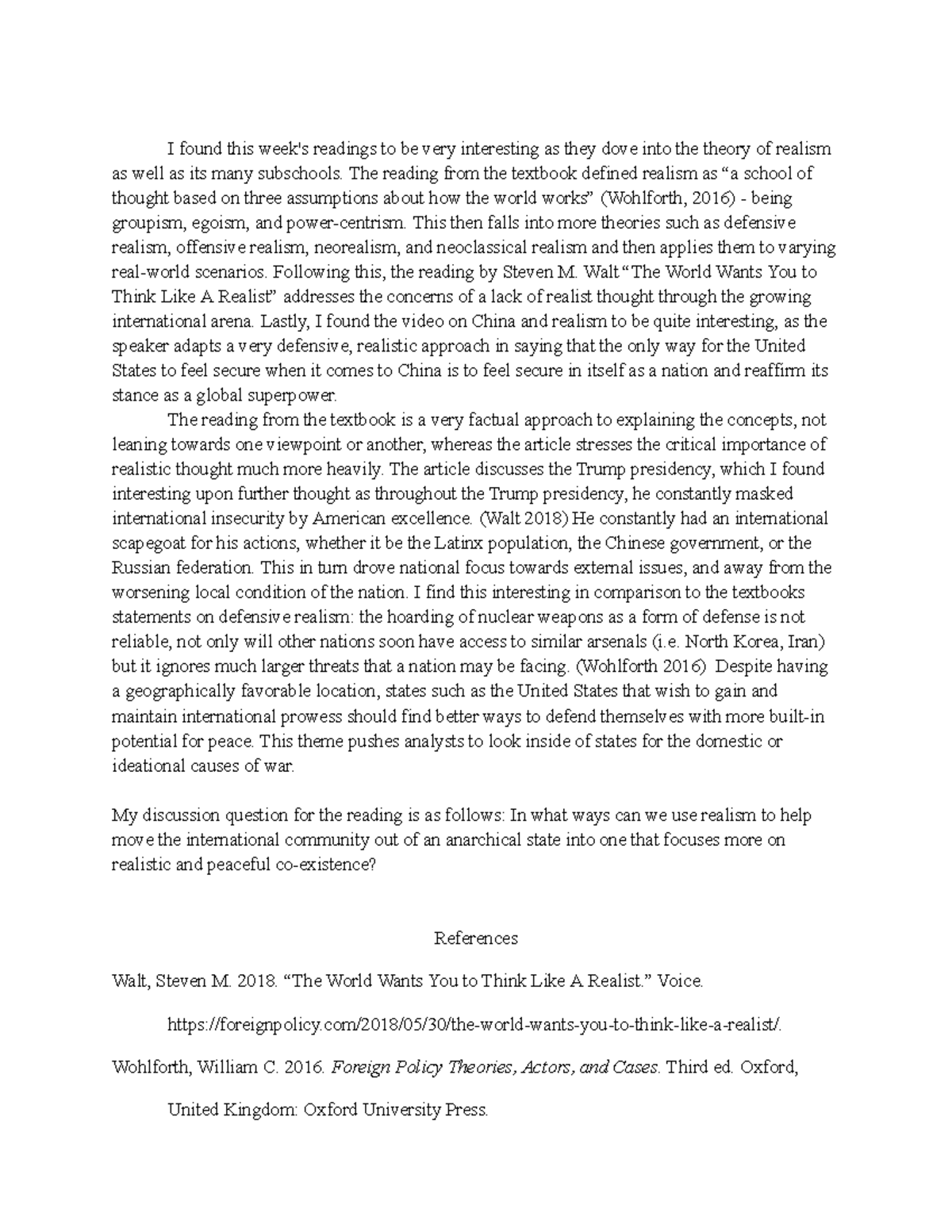 Review essay 1 - foreign policy - I found this week's readings to be ...