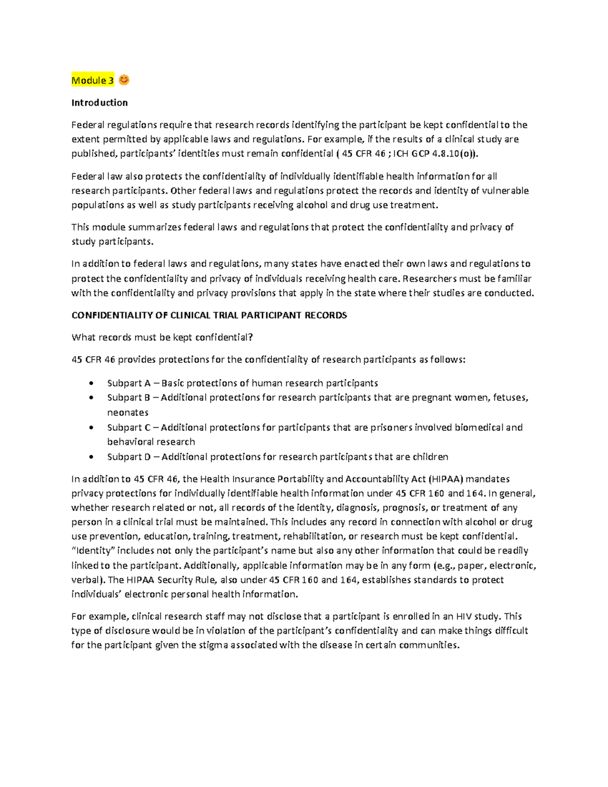 Confidentiality Good Clinical Practice Module 3 - Module 3 Introduction ...