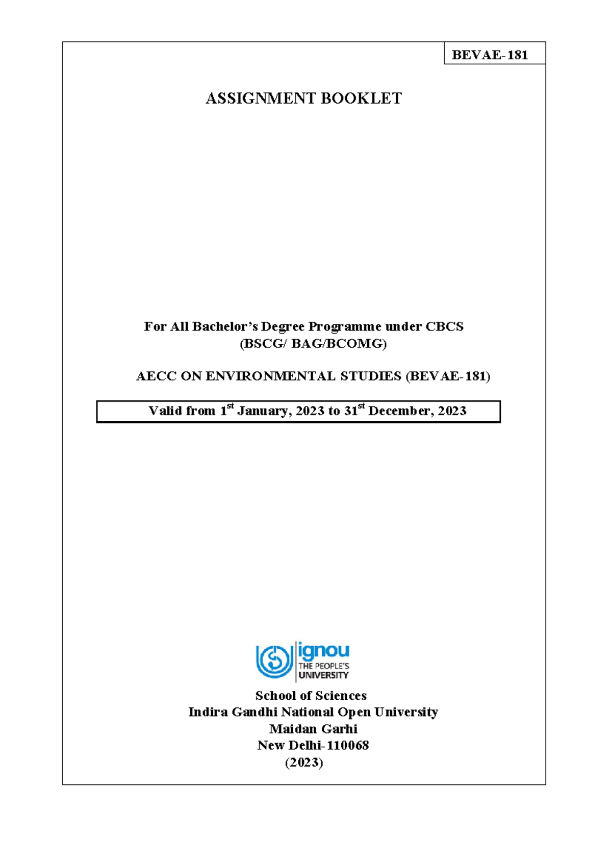 AECC Assignment English for 2023 PDF (1) - g ASSIGNMENT BOOKLET For All Bachelor’s Degree ...