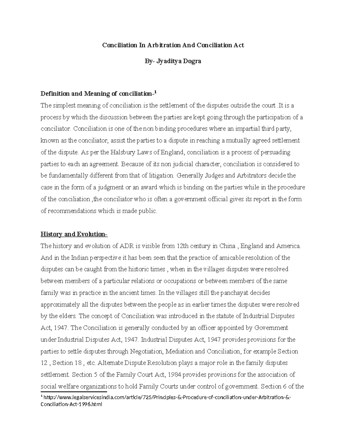 Conciliation In Arbitration And Conciliation Act - It is a process by ...