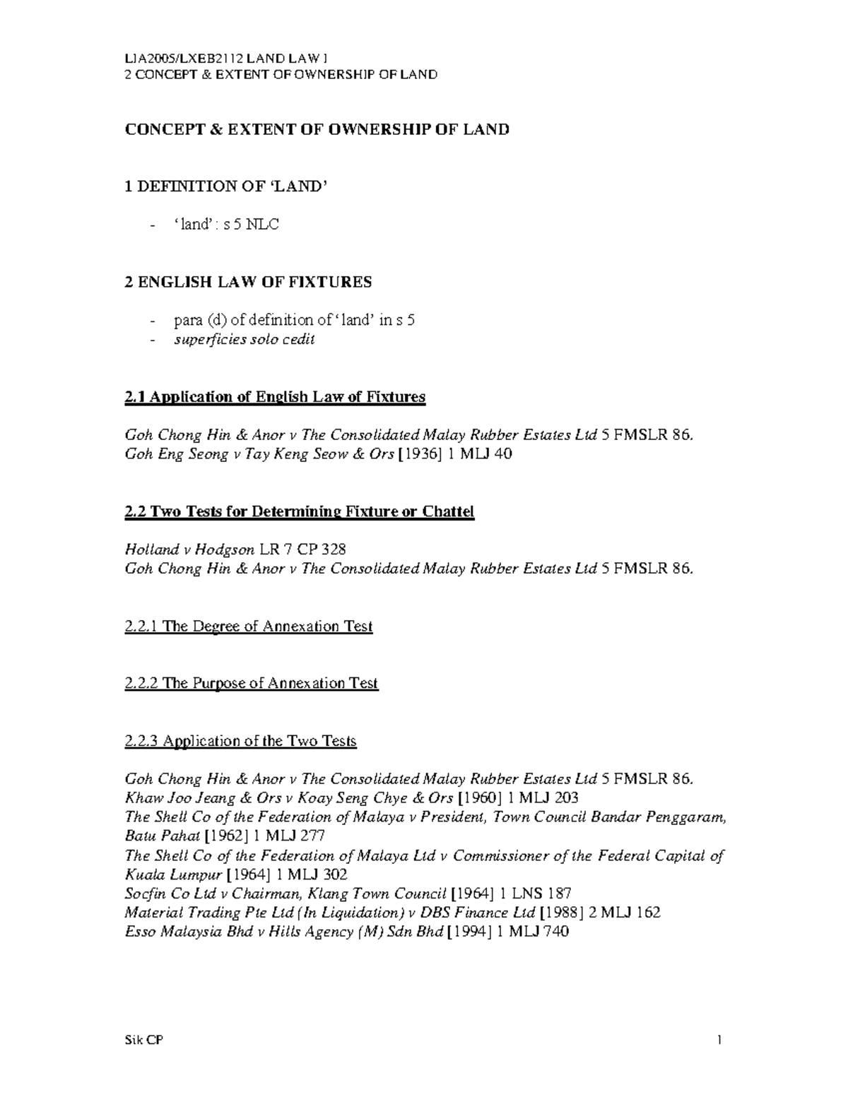2 Concept and Extent of Ownership or Enjoyment of Land - 2 CONCEPT ...