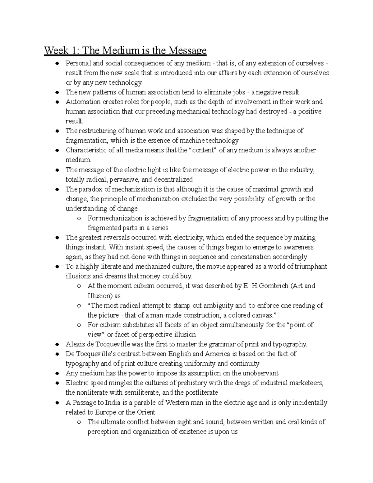 English 25 Week 1 Reading Notes - The Medium is the Message - Week 1 ...