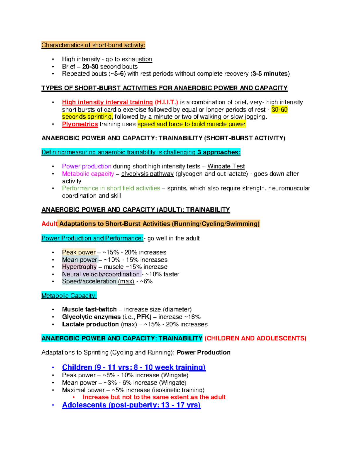 Lec w11-topic 5B Notes- short burst activity - Characteristics of short ...