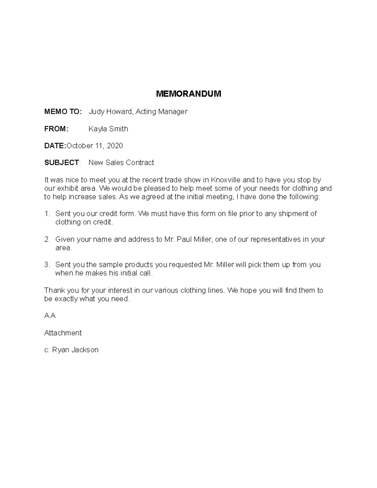 Memo for a Manager - MEMORANDUM MEMO TO: Judy Howard, Acting Manager ...