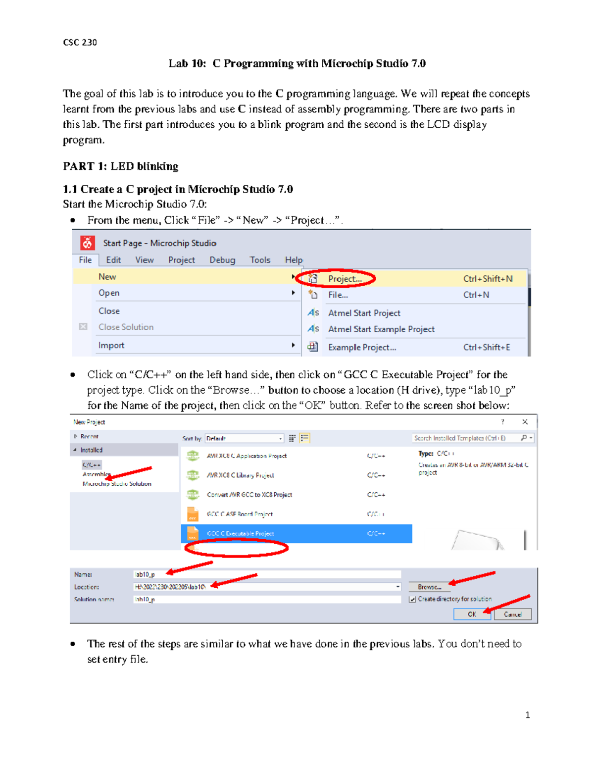 Lab10 - lab - Lab 10: C Programming with Microchip Studio 7. The goal of this lab is to ...