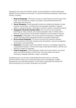 Unit 3 - Activity 1 - What is Geography Reading - What is Geography ...