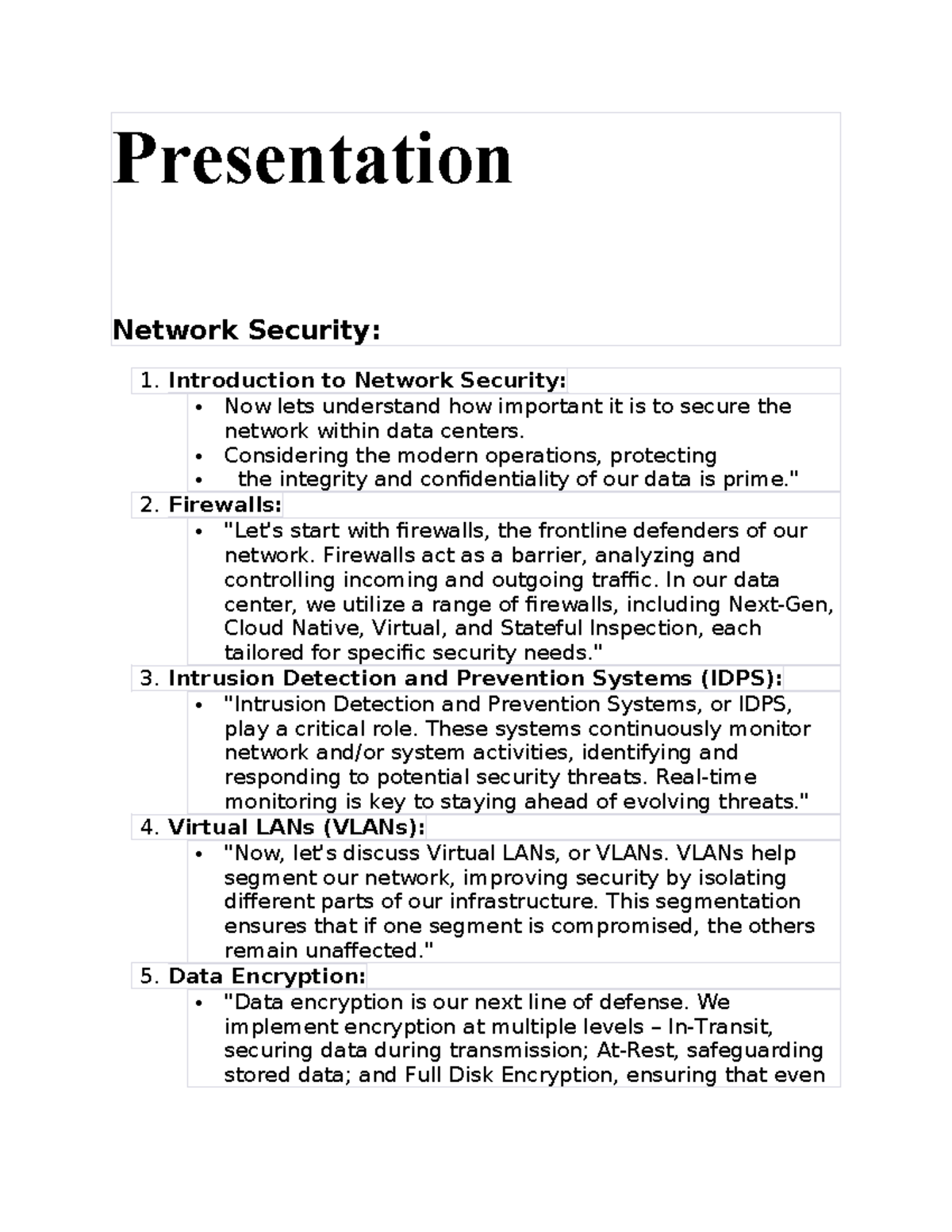 Presentation - Presentation Network Security: 1. Introduction to ...