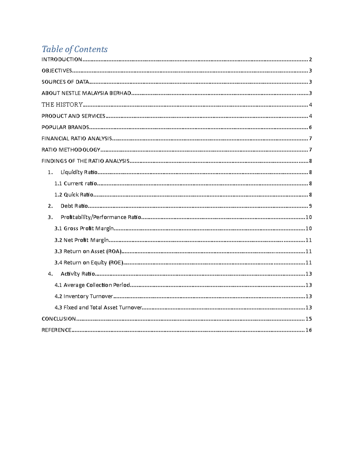 Financial Management 2 sample - Table of Contents - Studocu