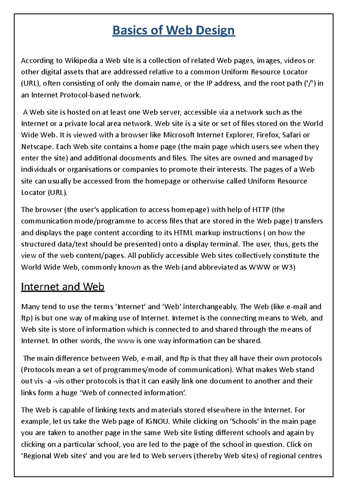 Basics of Web Design - PART1 - Basics of Web Design According to ...