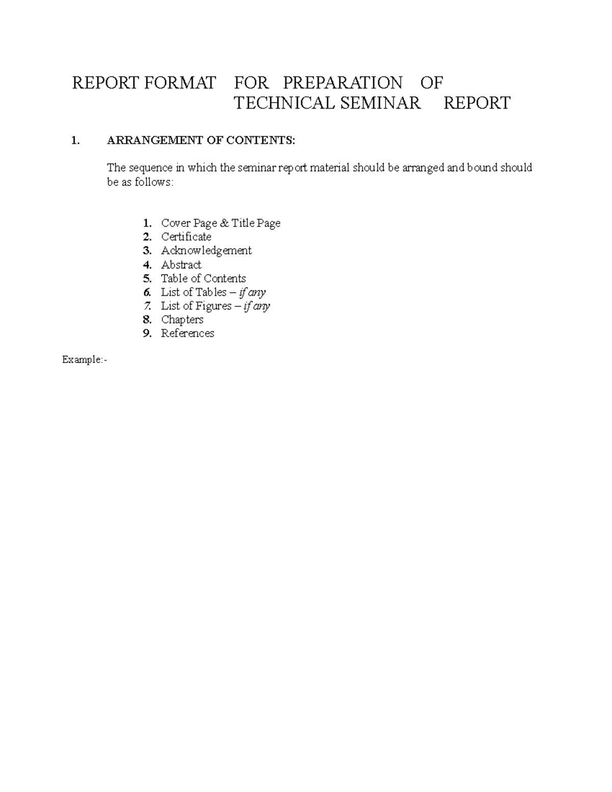 Technical Seminar Format - REPORT FORMAT FOR PREPARATION OF TECHNICAL ...