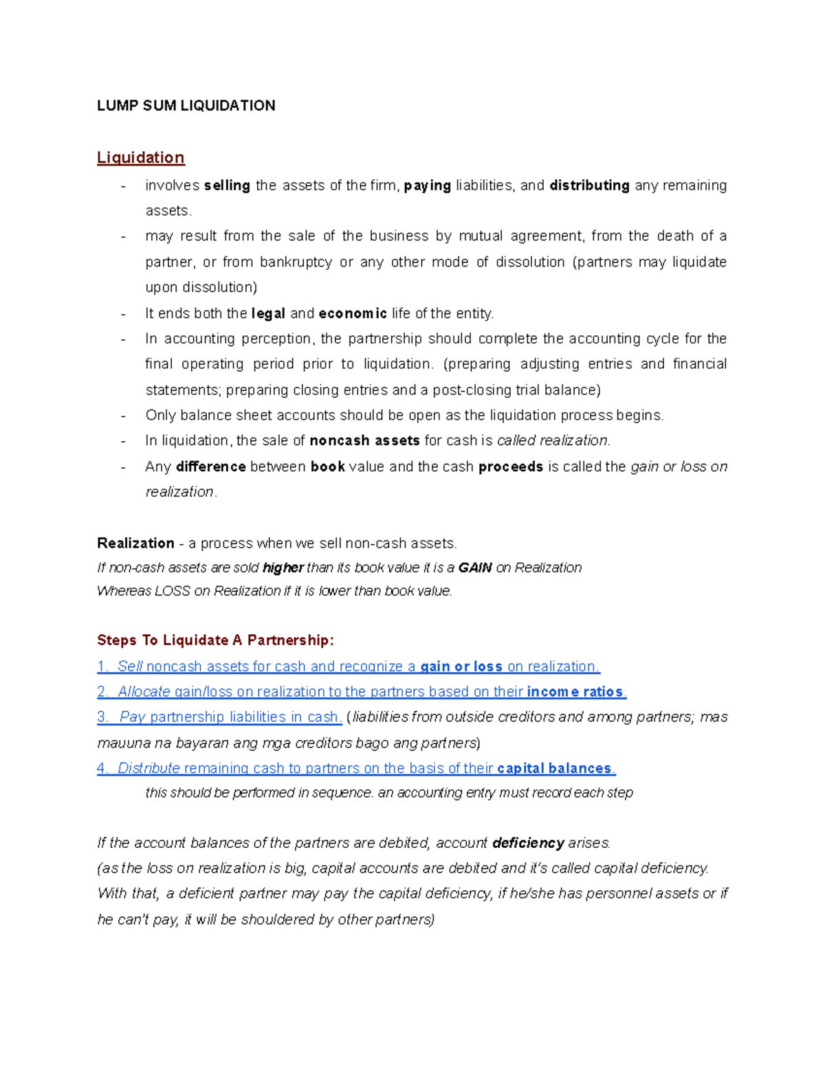 Transcription NO. 7 - the process of LUMP SUM LIQUIDATION - LUMP SUM ...
