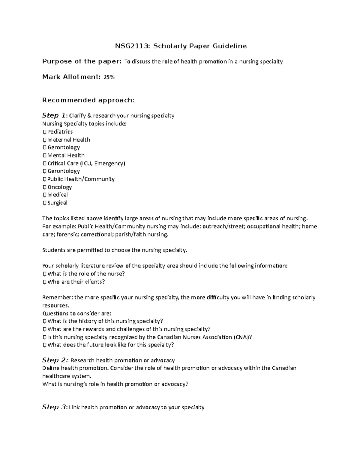 F22 NSG2113 Scholarly Paper Guideline - NSG2113: Scholarly Paper ...