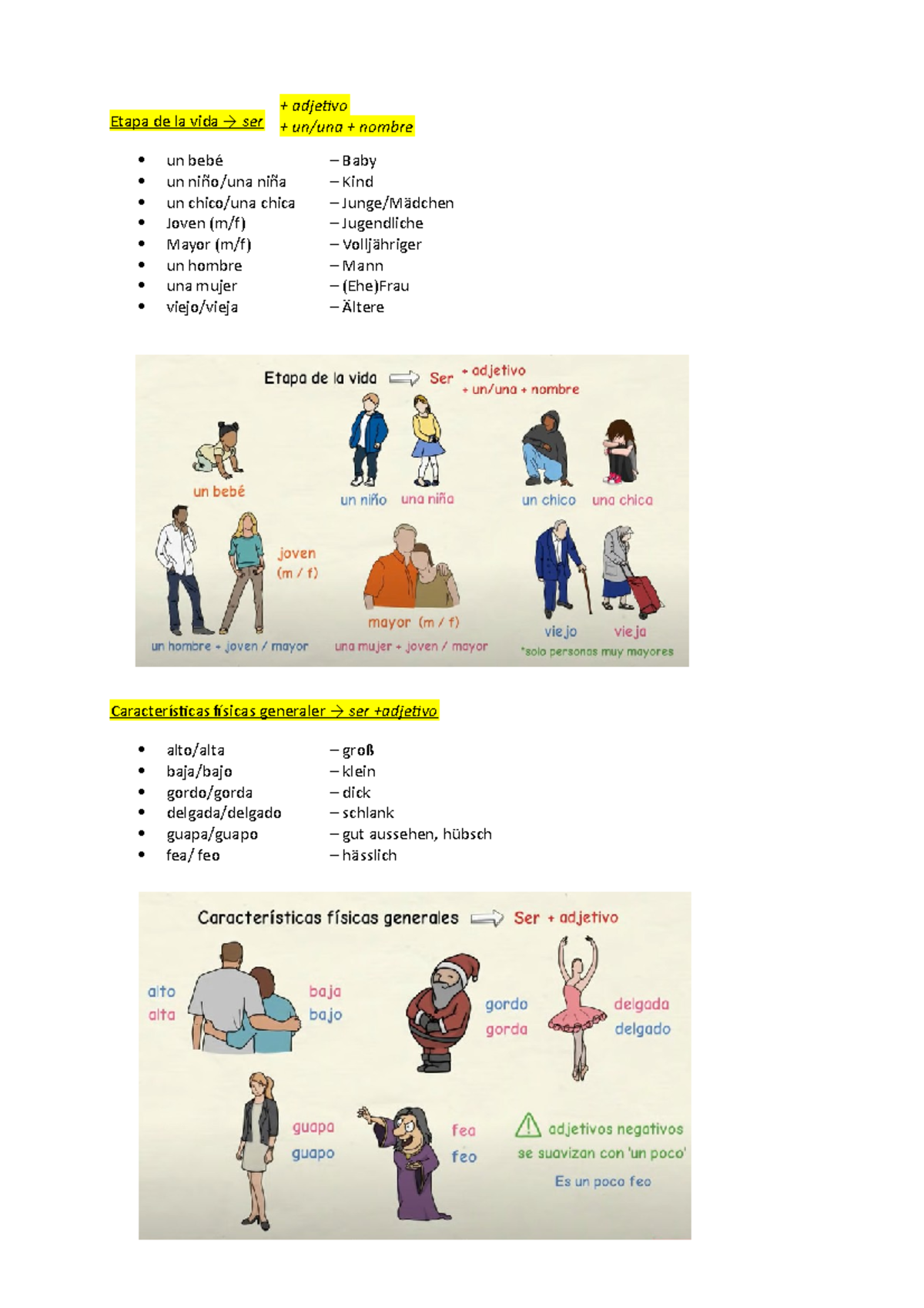 Vocabulario de la descripción física - Etapa de la vida → ser un bebé ...