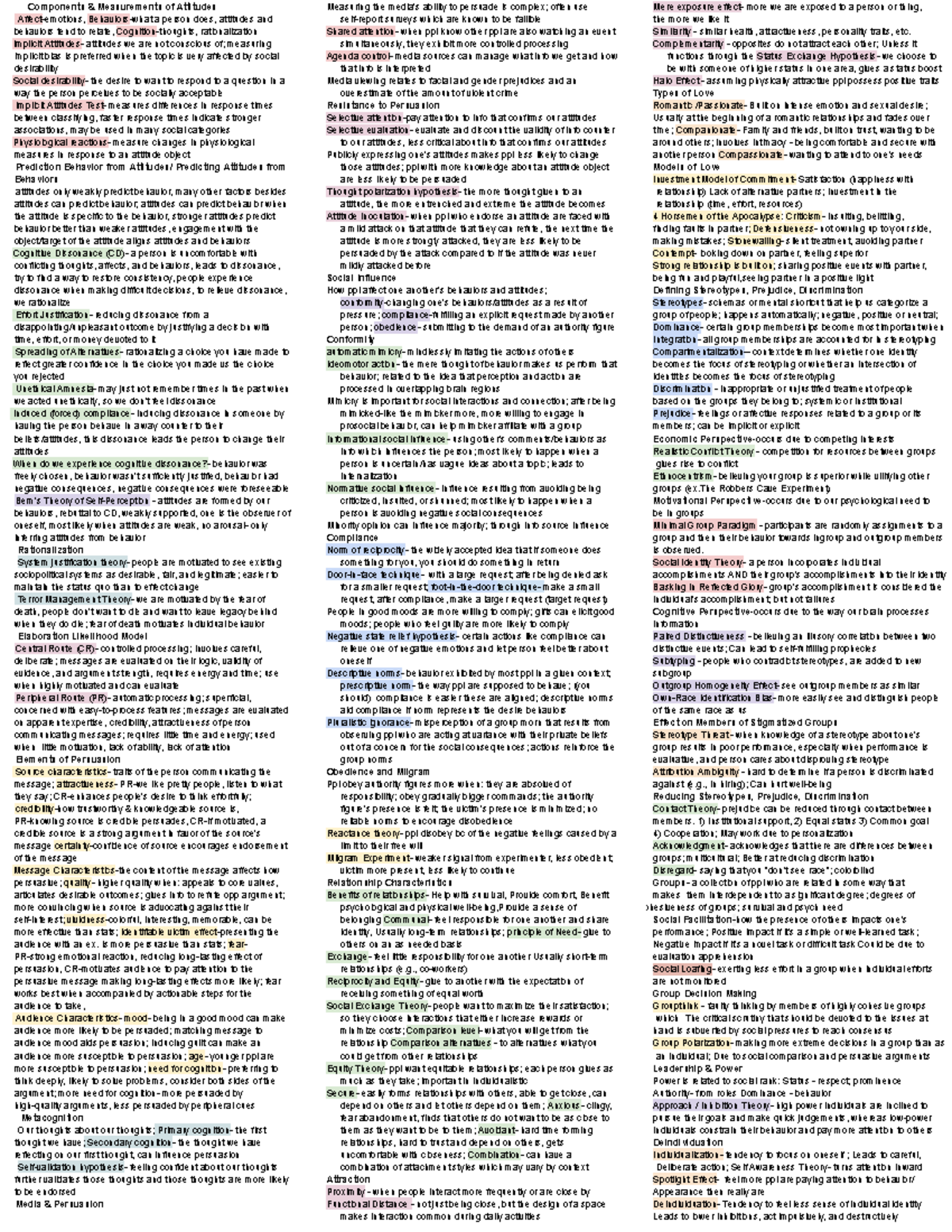 Final cheat sheet Psyc 104 - Components & Measurements of Attitudes ...