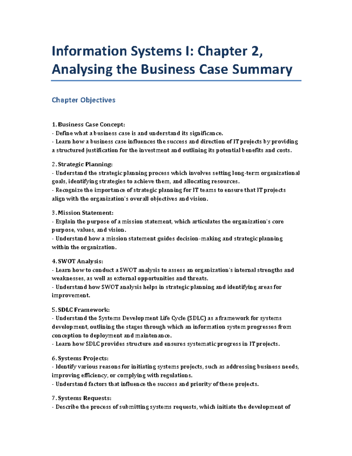 Chapter 2 Analyzing the Business Case - Learn how a business case influences the success and ...