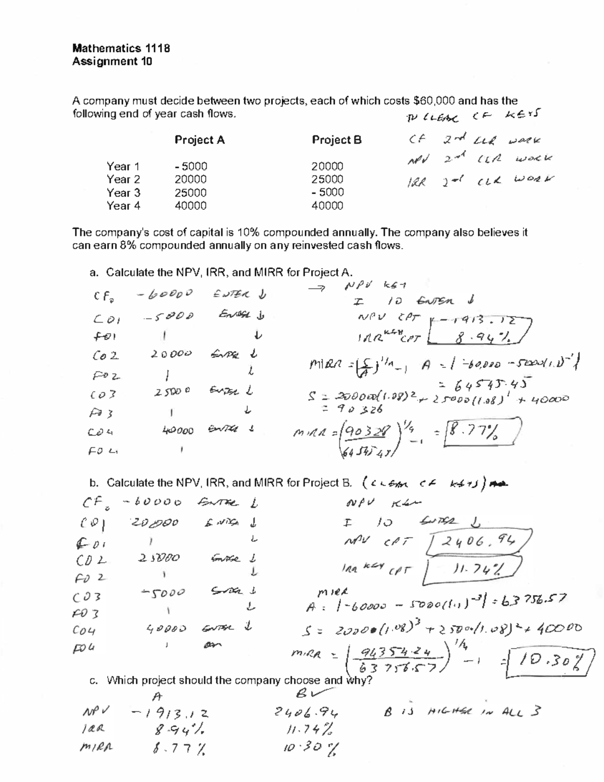 Assignment 10 Solutions - MATH 1118 - Langara - Studocu