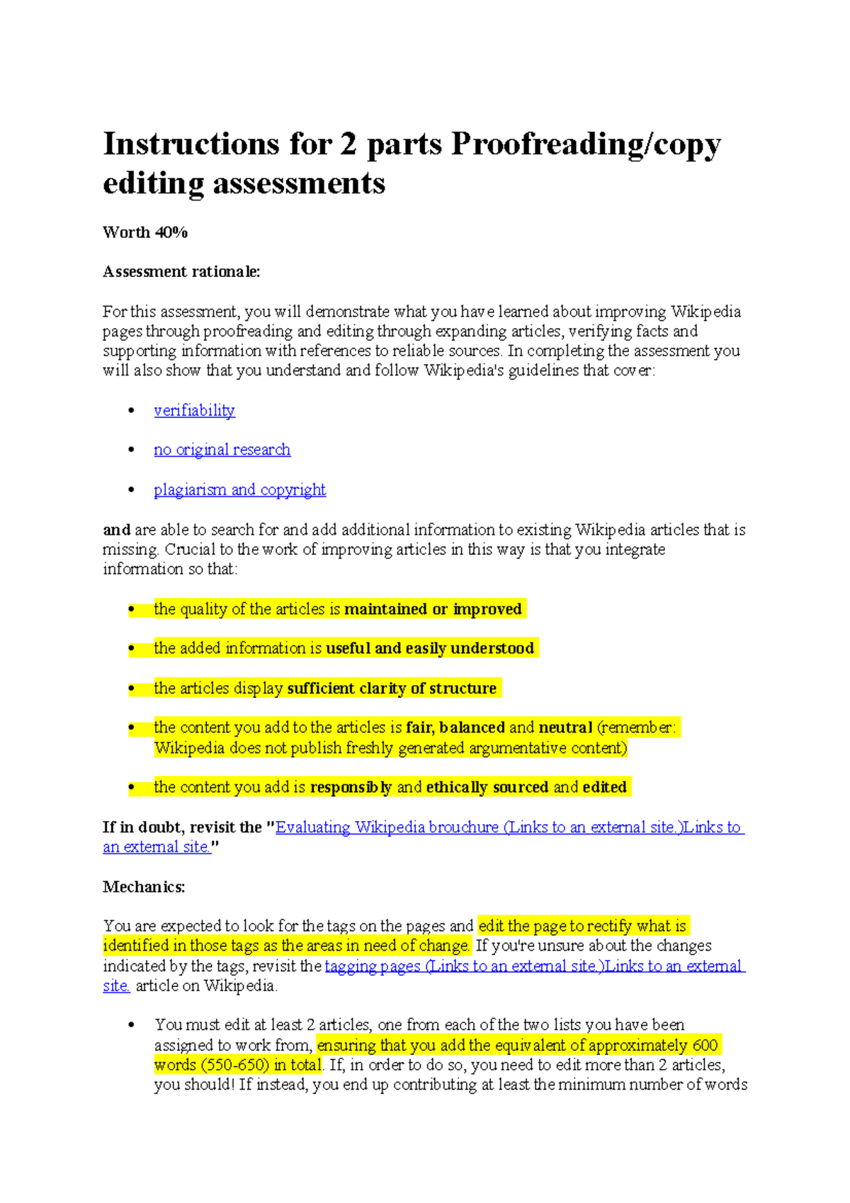 Instructions for Proofreading - Instructions for 2 parts Proofreading ...