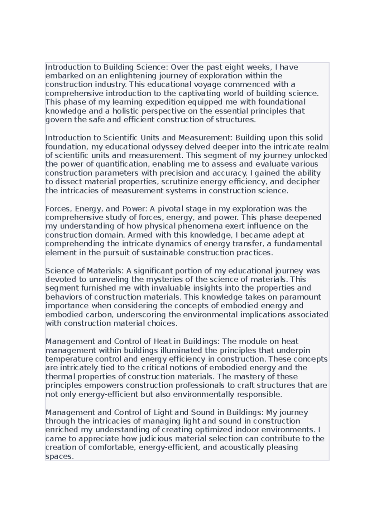 Introduction to Building Science - This educational voyage commenced ...