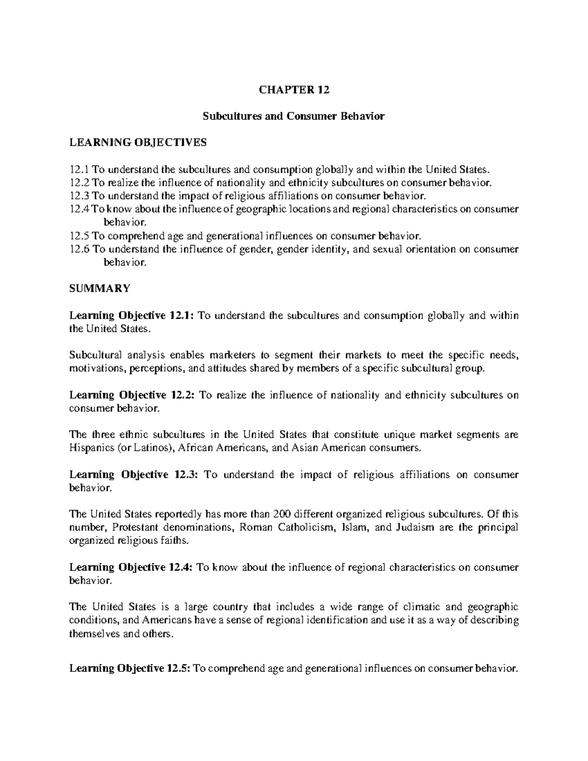 CB Tutorial 9 Questions Part 2 - CHAPTER 12 Subcultures and Consumer ...