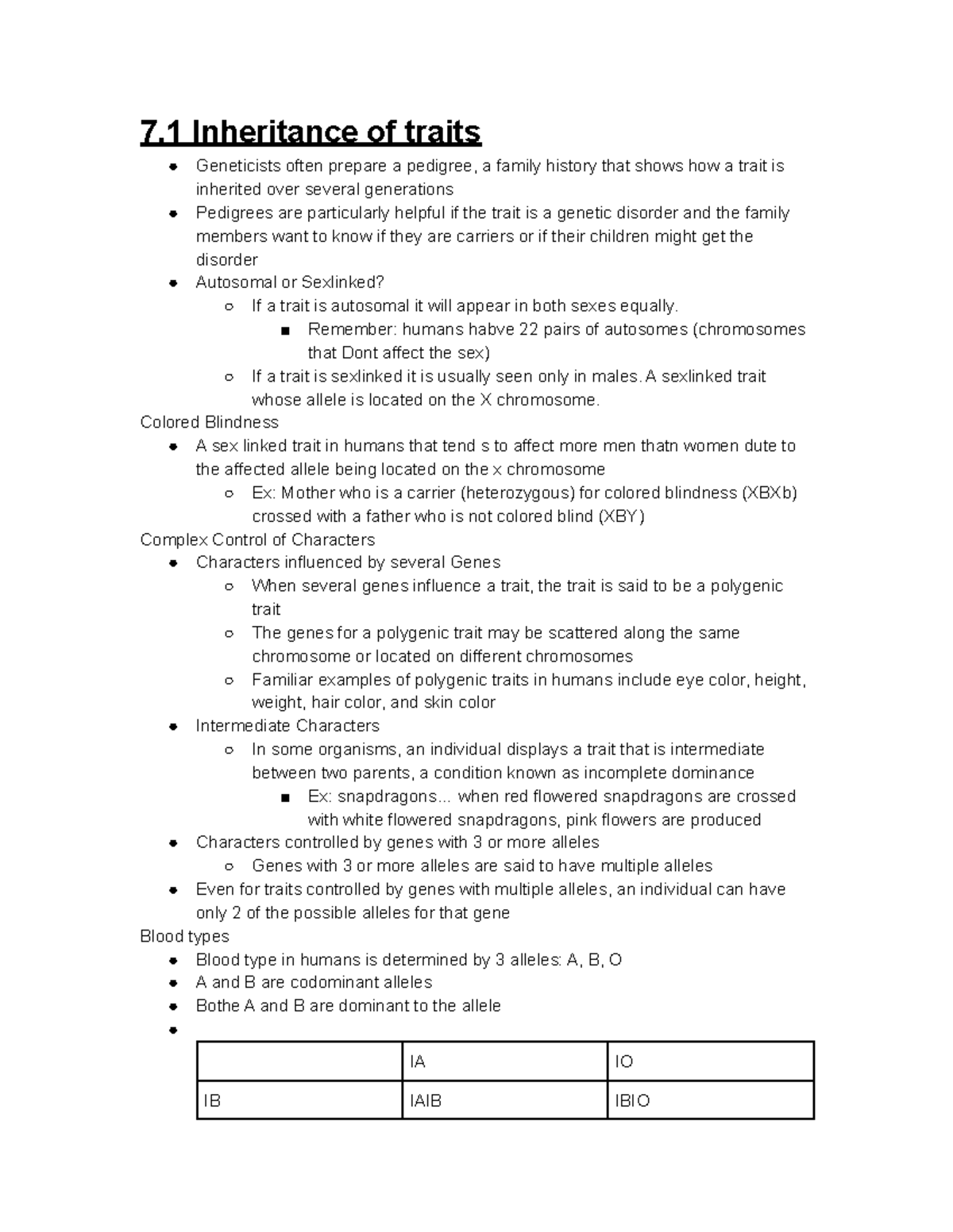 Inheritance of Traits - 7 Inheritance of traits Geneticists often ...