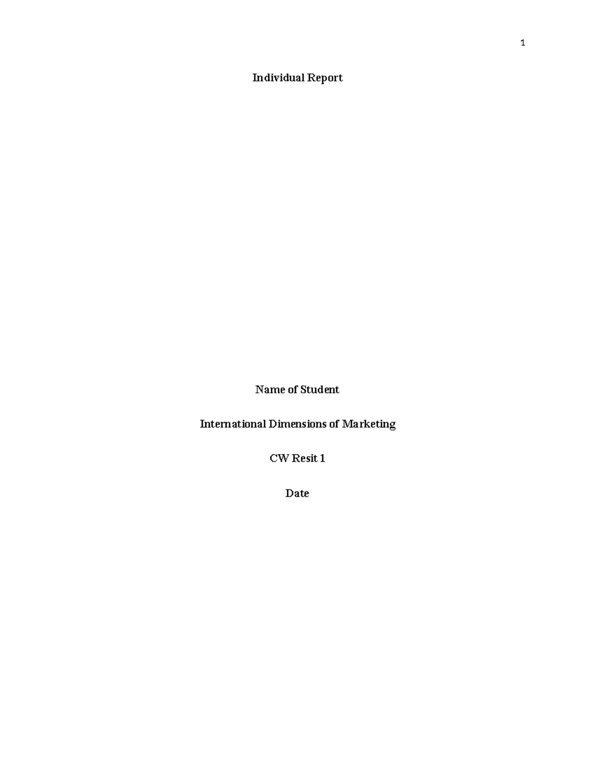 Individual Report - teaching - Individual Report Name of Student ...