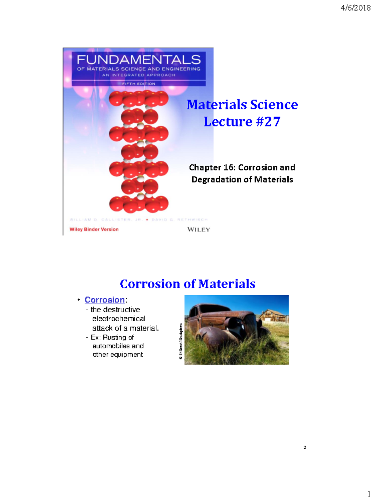 Spring 2018 Materials Science Lecture 27 Chapter 16 MAC - Materials ...