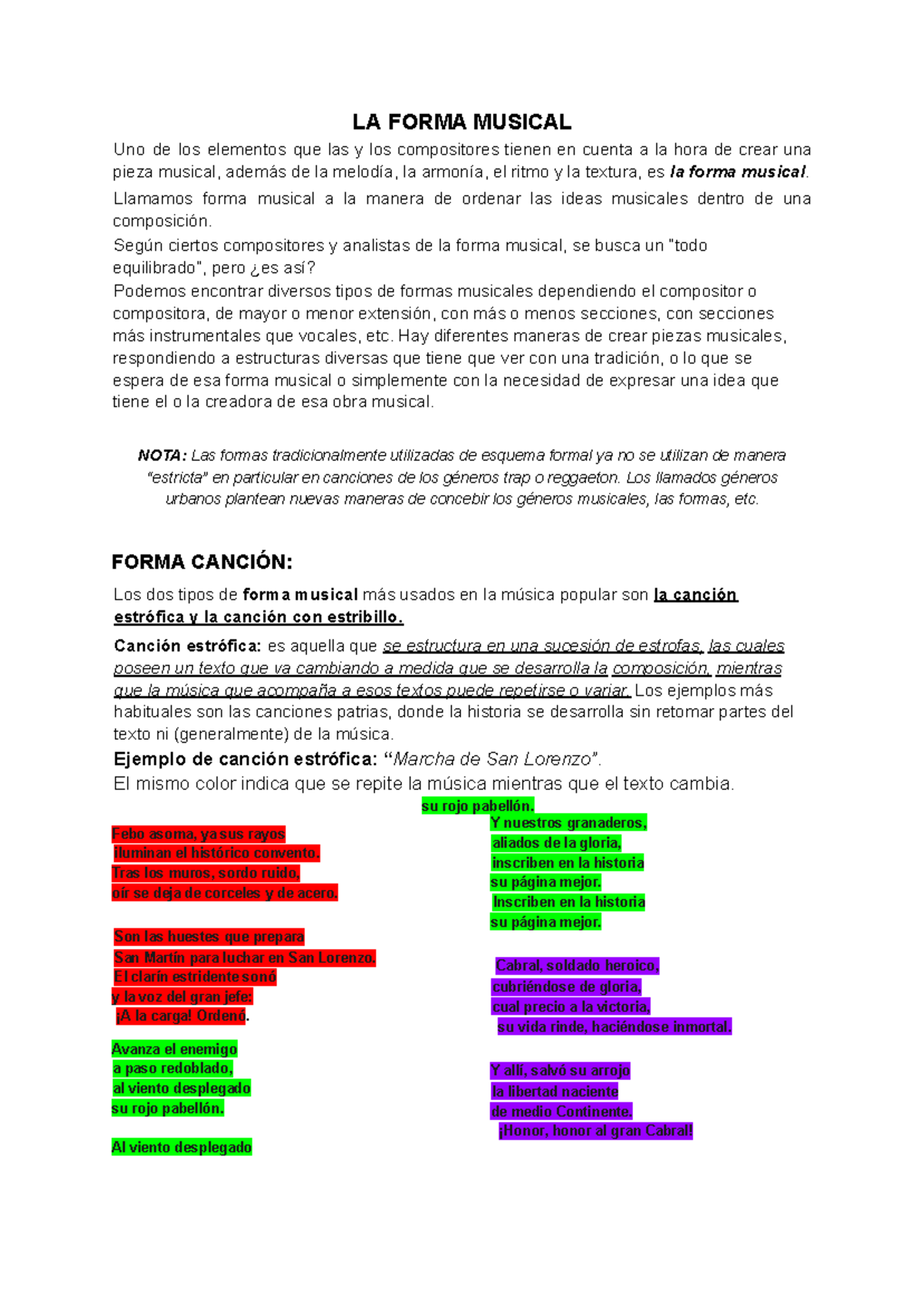 Forma musical y análisis - LA FORMA MUSICAL Uno de los elementos que ...