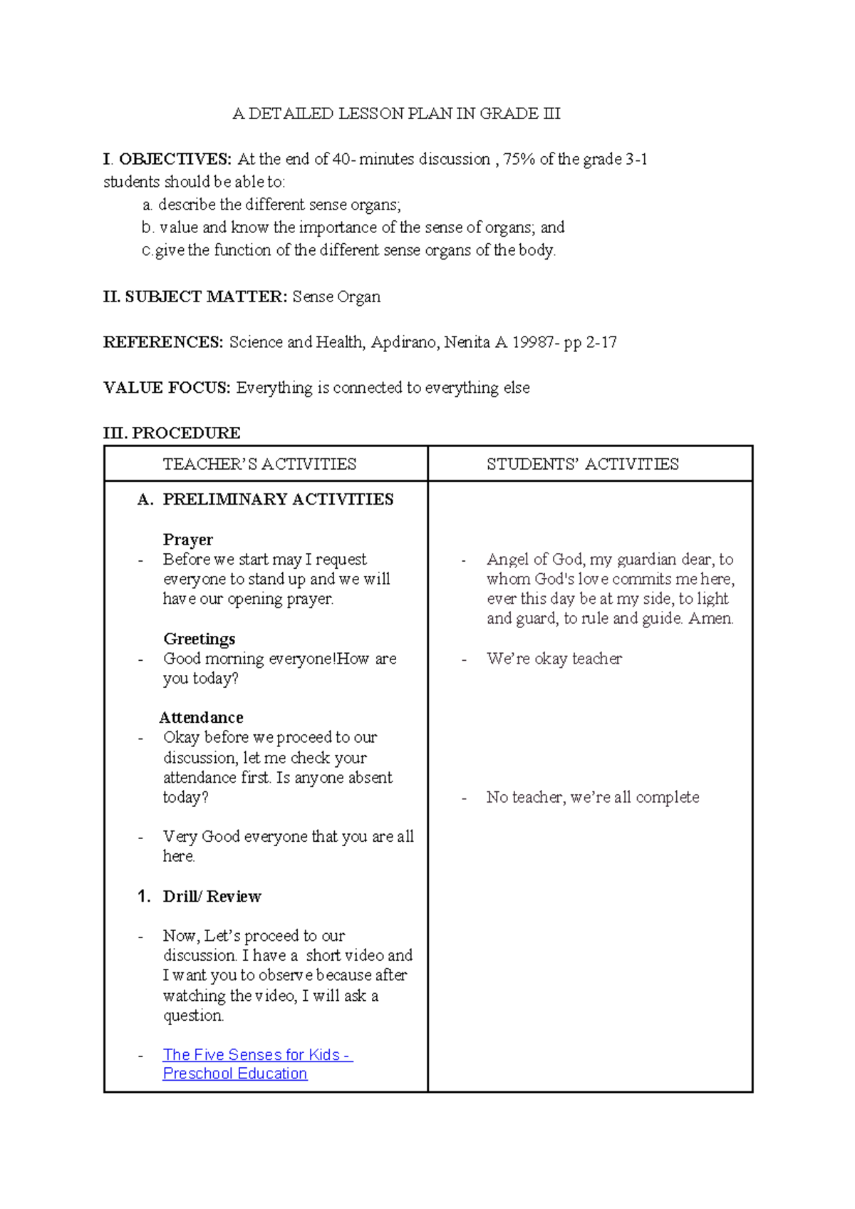 A Detailed Lesson PLAN IN Grade III - A DETAILED LESSON PLAN IN GRADE ...