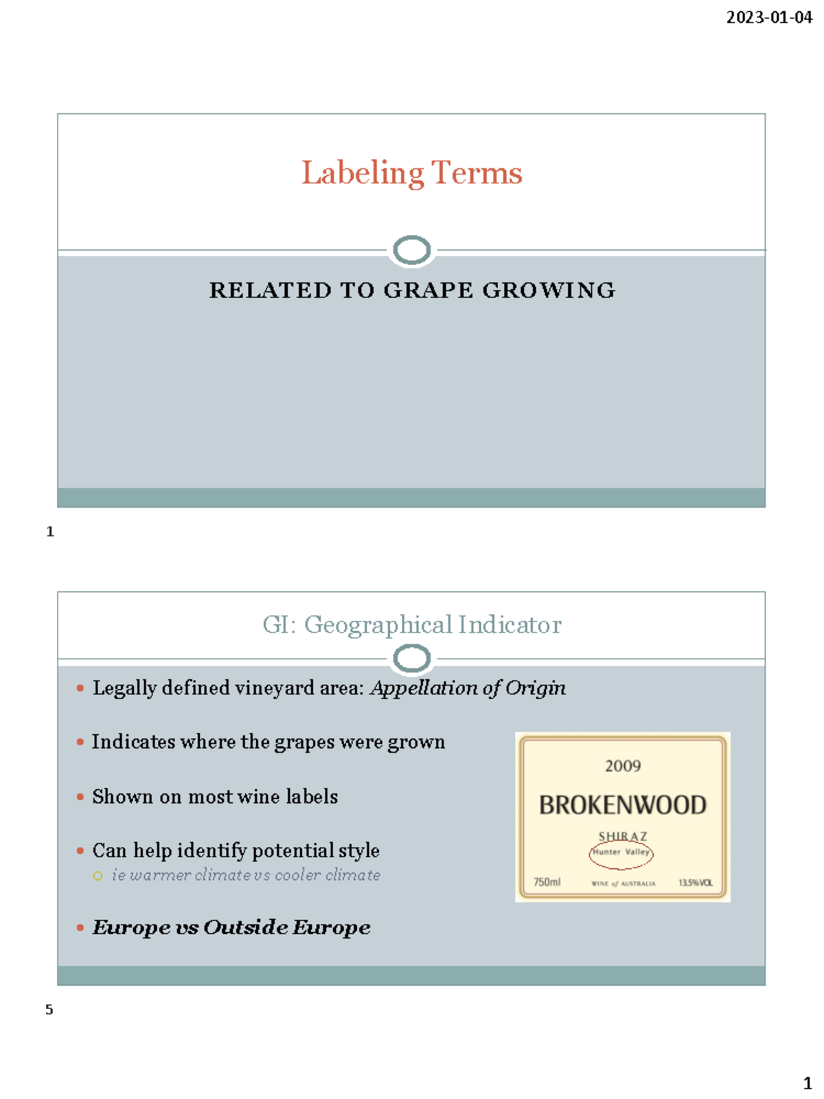 2a Labels -Grape growing - RELATED TO GRAPE GROWING Labeling Terms GI ...