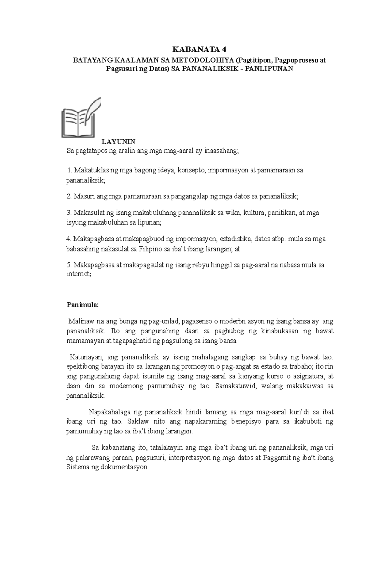 Kab 4 Modyul 3 Kabanata 4 Batayang Kaalaman Sa Metodolohiya